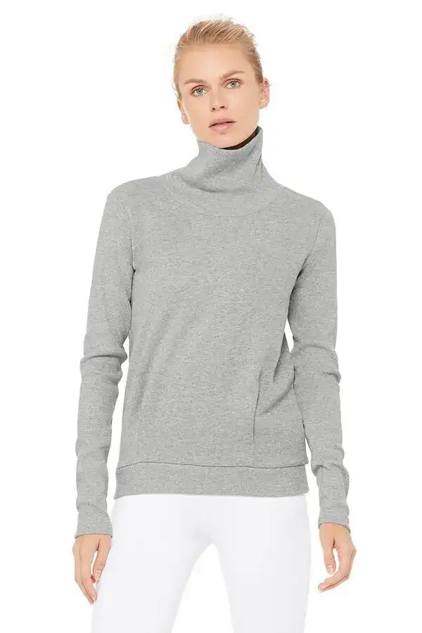 Alo Yoga Clarity Long Sleeve Top In Dove Grey Heather - 40% Off